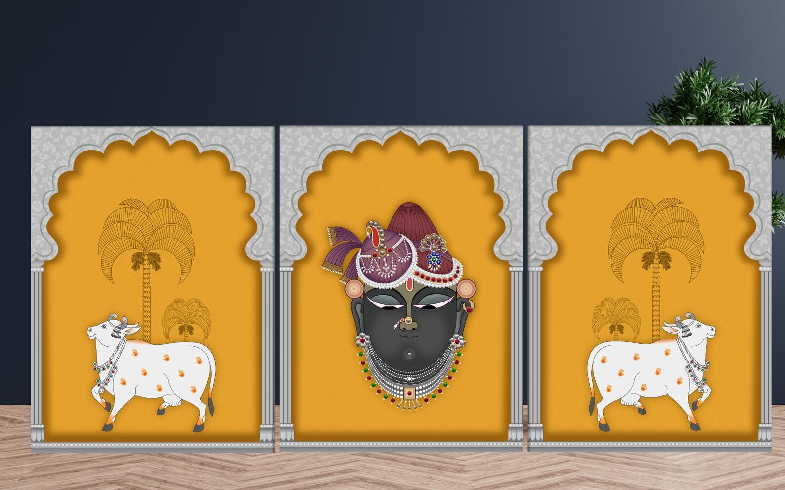 Shrinathji Wedding Backdrop | Pichwai Indian Wedding Digital Backdrop ...