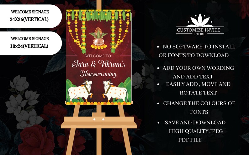 Gruhapravesam Pooja Sign With Cow & Gruhapravesham Sign, Indian Grih ...