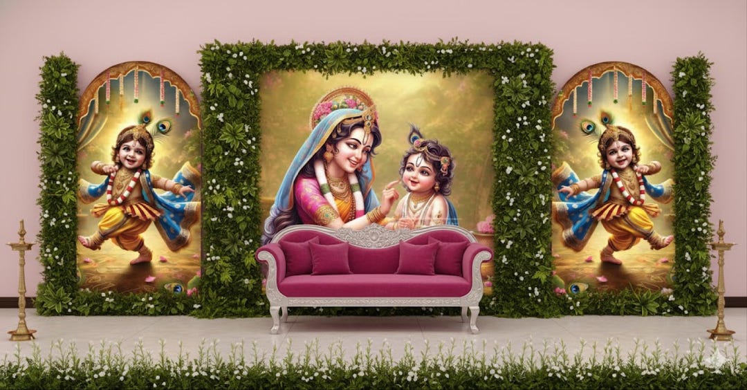 Baby Krishna & Yashoda Backdrop: Indian Shower Decor (digital PDF) - Etsy
