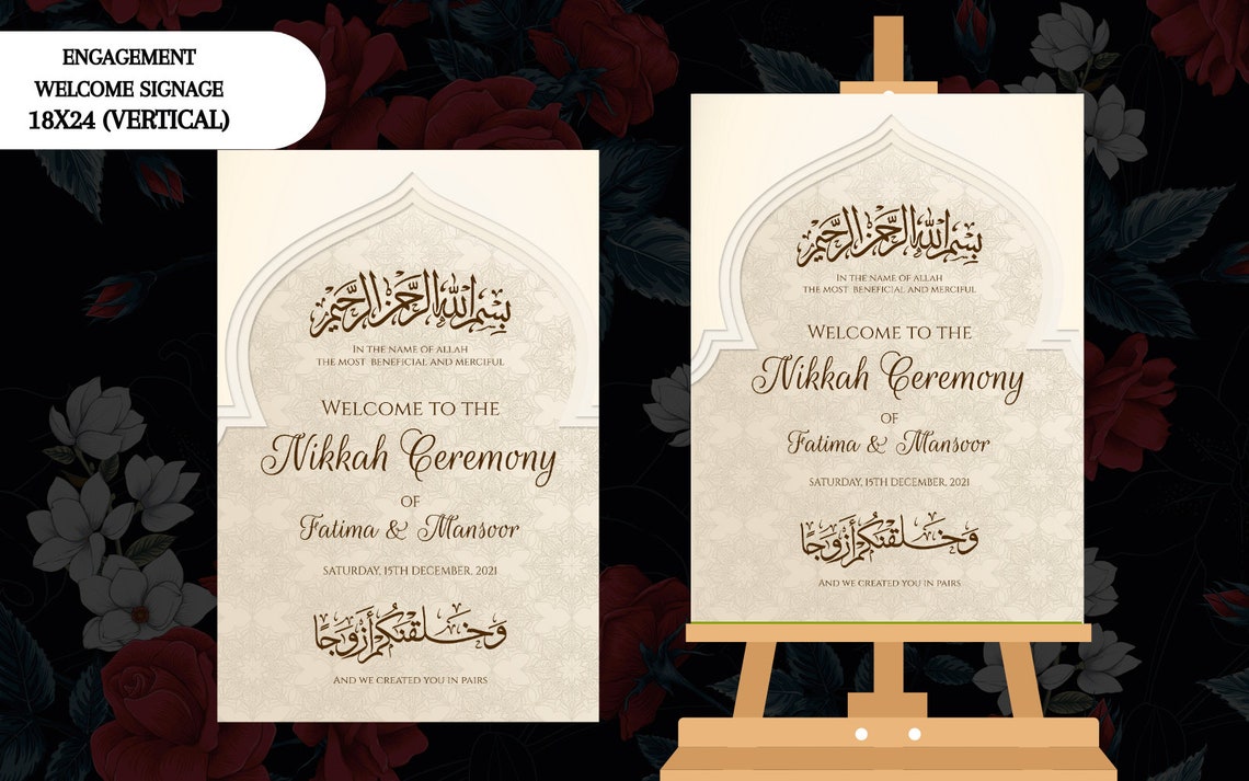 Nikkah Signages, Muslim Wedding Sign as Nikah Welcome Sign, Muslim ...