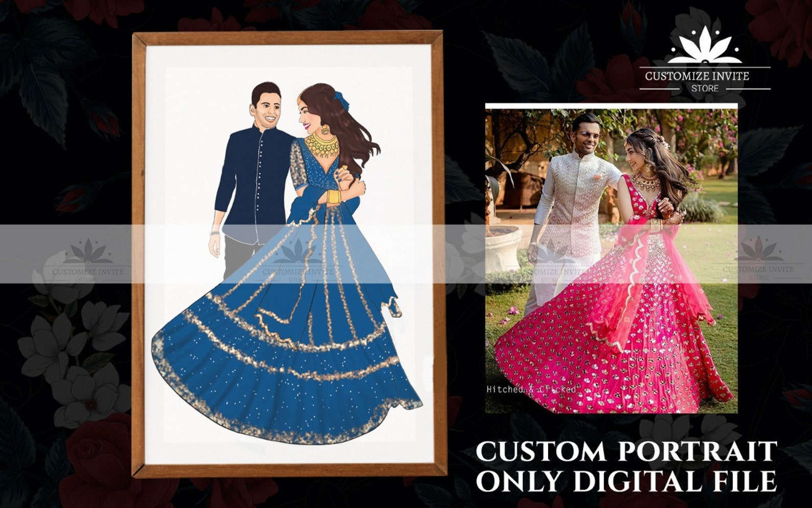 Customize Portrait With Face & Outfits for Wedding Portrait, Custom ...