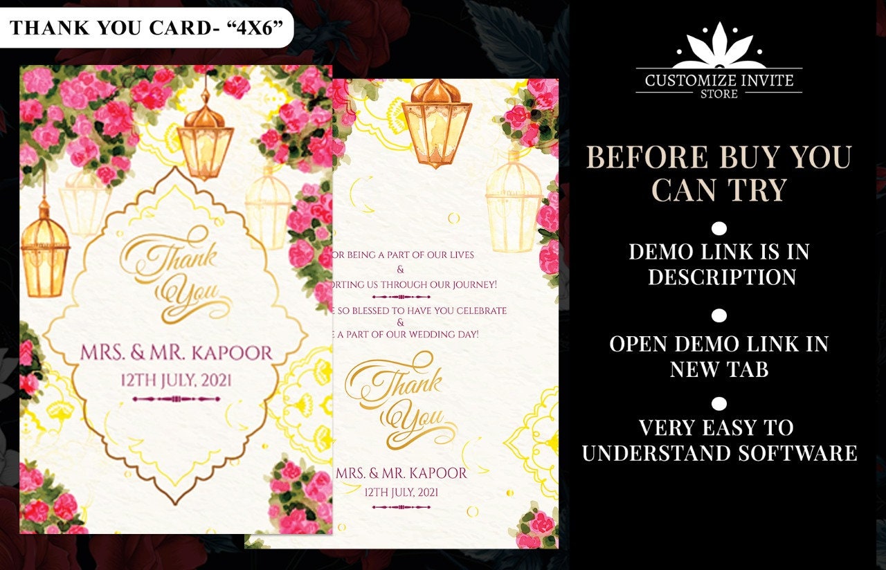 Indian Wedding Thankyou Cards Traditional, Thank You Cards Indian as ...