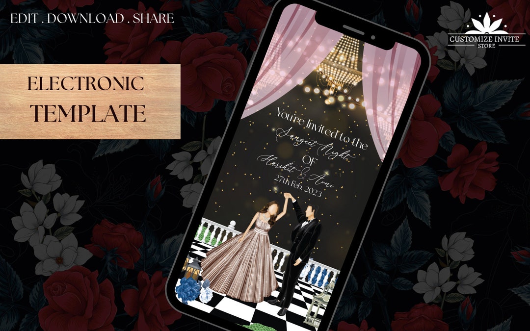 Perfect Night Theme Invitation as Sangeet Invite,reception Invites ...