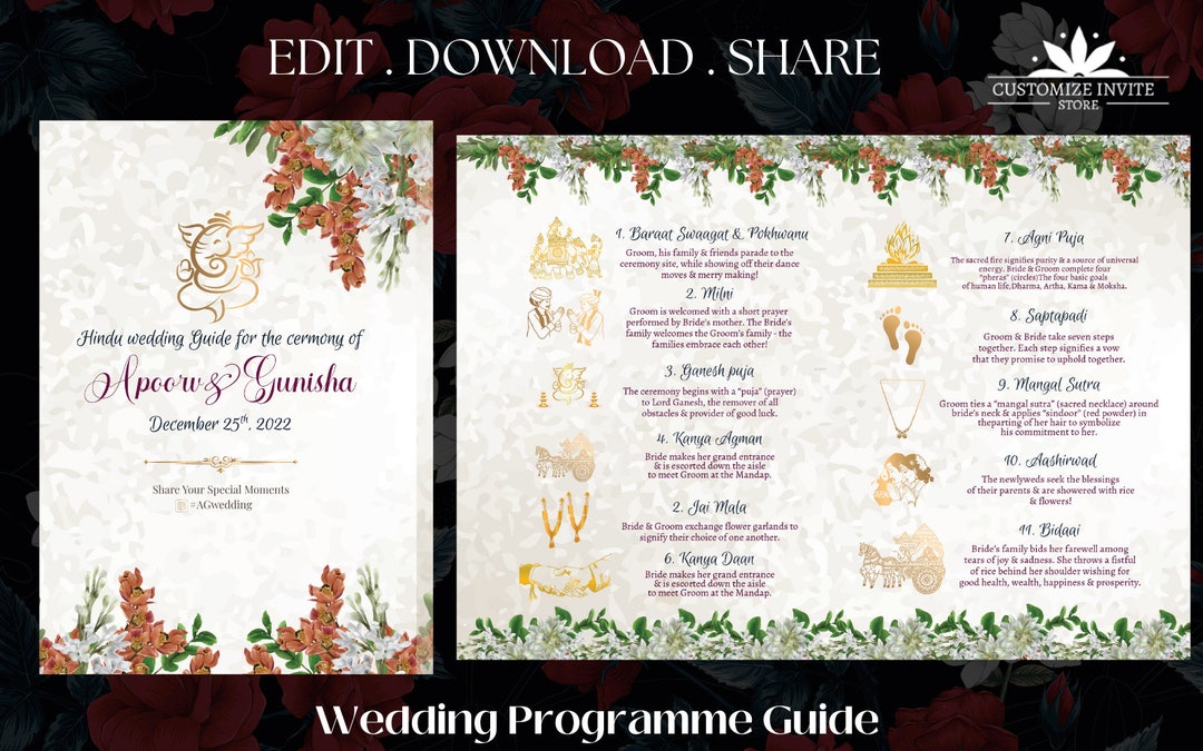 Indian Wedding Program as Indian Wedding Programme, Hindu Wedding ...
