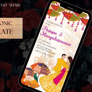 South Indian Haldi Invitations as Haldi E-invite, Telugu Haldi Invites ...
