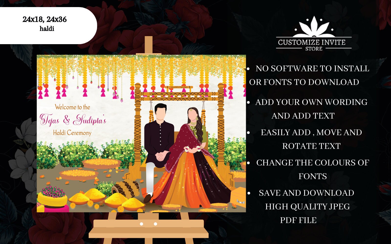 Haldi Garland Decor Welcome Signs, Haldi Ceremony Signs Bride for ...