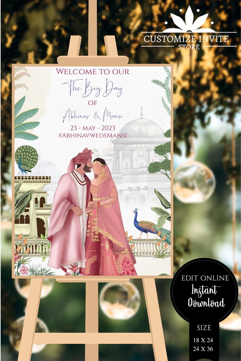 Traditional Hindu Theme With Caricature Hindu Welcome Signage, Hindu ...