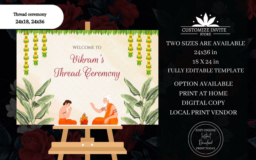 Thread Ceremony Welcome Sign as Upanayanam Welcome Sign, Thread ...