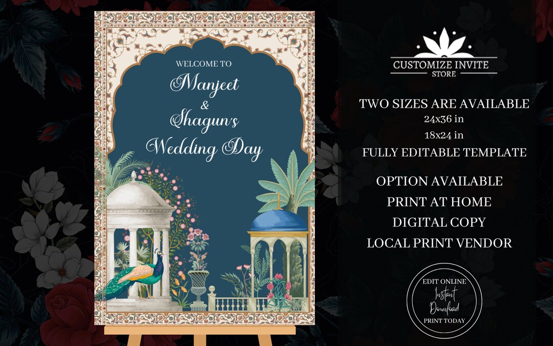 Indian Wedding Welcome Sign Board as Hindu Welcome Signage, Hanging ...