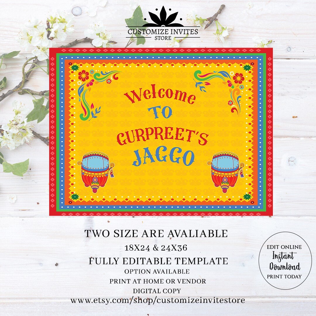 Jaggo Welcome Signs as Punjabi Wedding Decor Signage, Jaggo Signs ...