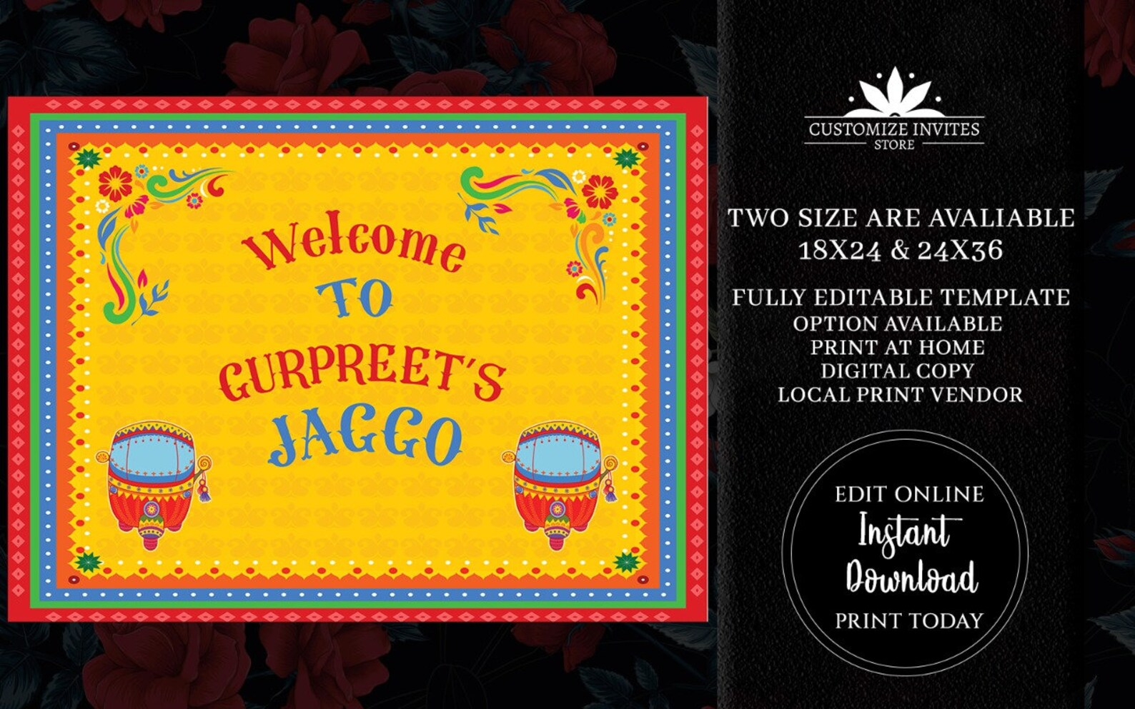 Jaggo Welcome Signs as Punjabi Wedding Decor Signage, Jaggo Signs ...