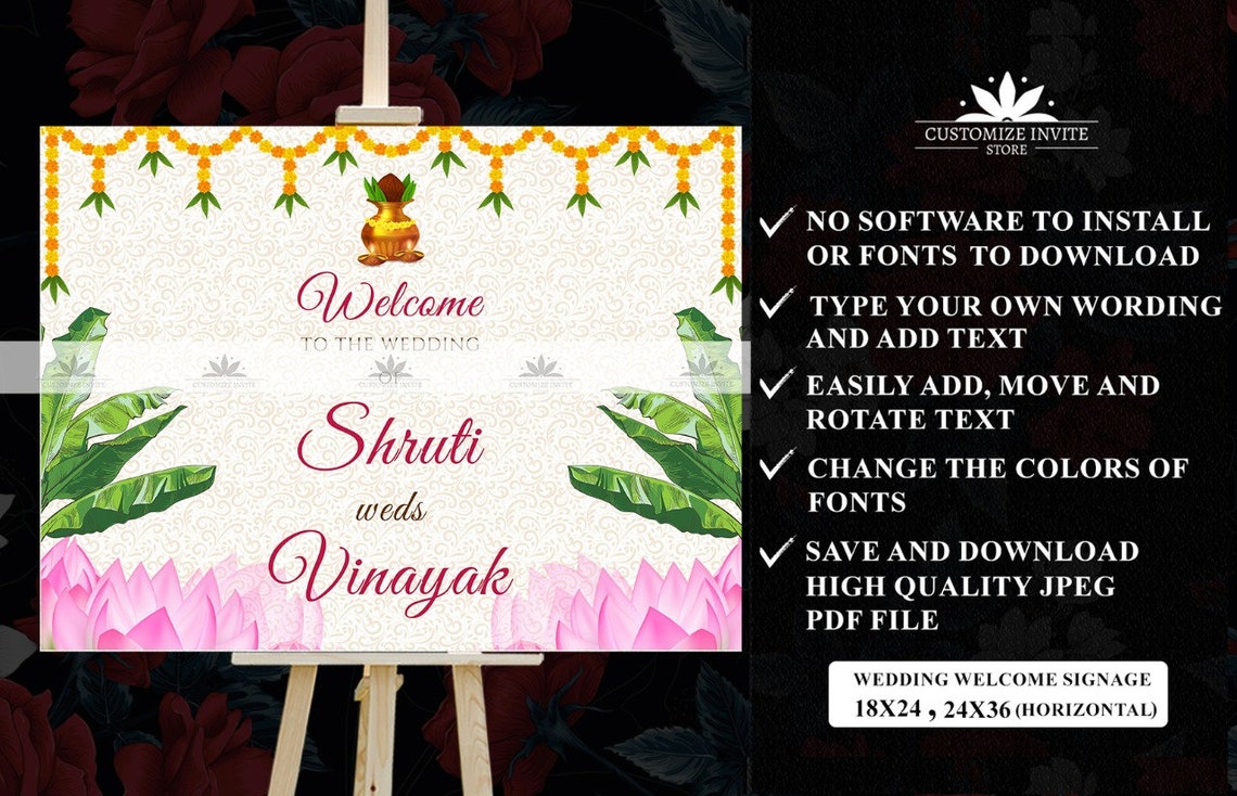 Tamil Wedding Welcome Sign Board as Indian Wedding Welcome Signage ...
