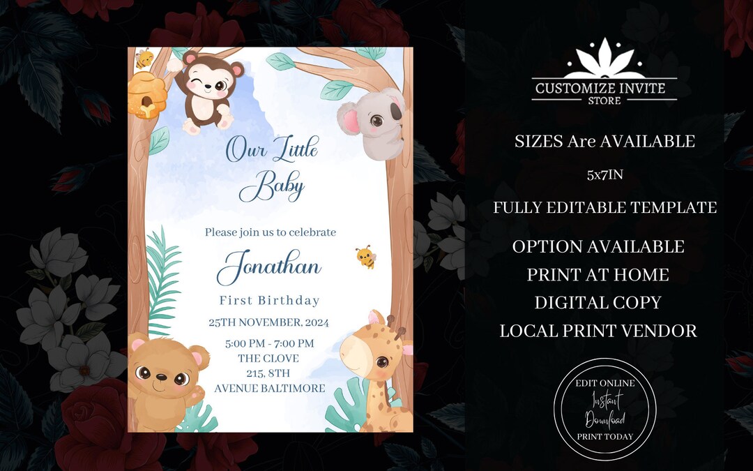 Editable Our Little Baby is Turning One Invitation Template, Boys 1st ...