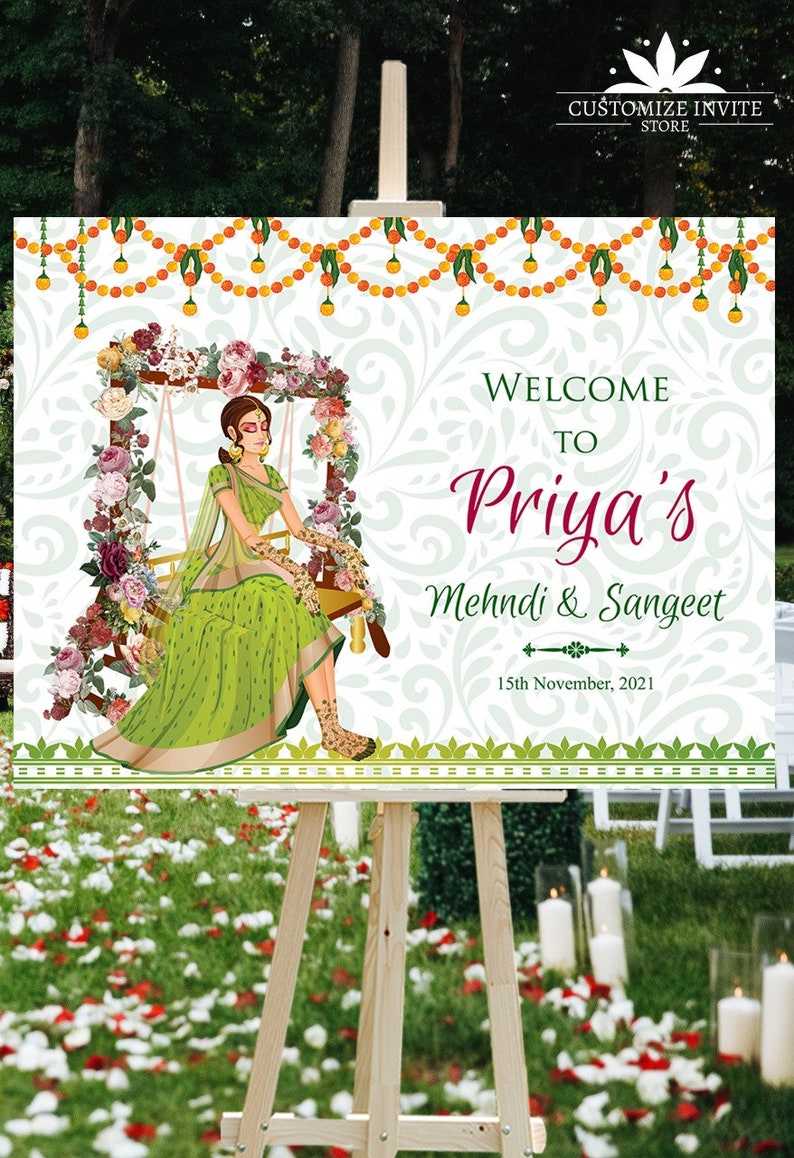 Henna Welcome Sign, Mehndi Night Welcome Signage as Henna Night ...