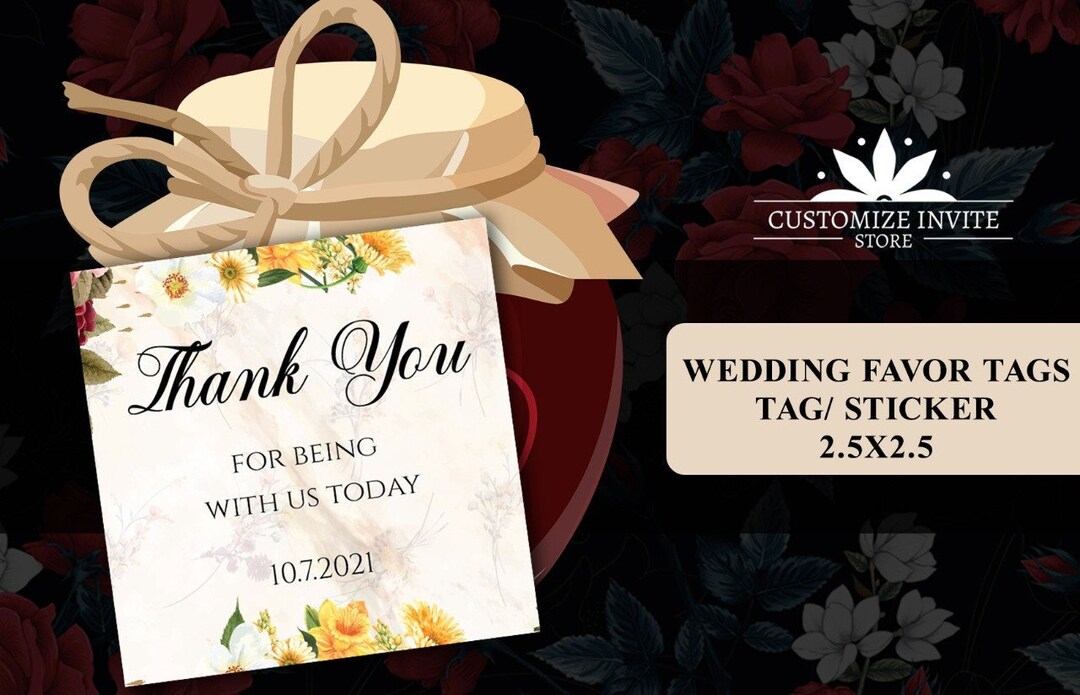 Red Floral Favor Tag Template for Indian Favor Tags, Indian Thank You ...