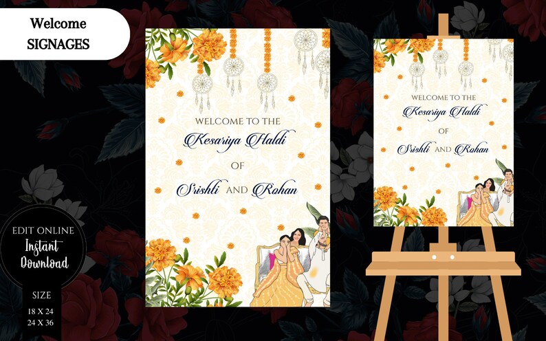 Haldi Party Welcome Signage as Haldi Night, Welcome to Our Haldi ...