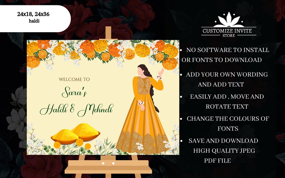 Henna Welcome Sign, Mehndi Night Welcome Signage With Umbrella Decor ...