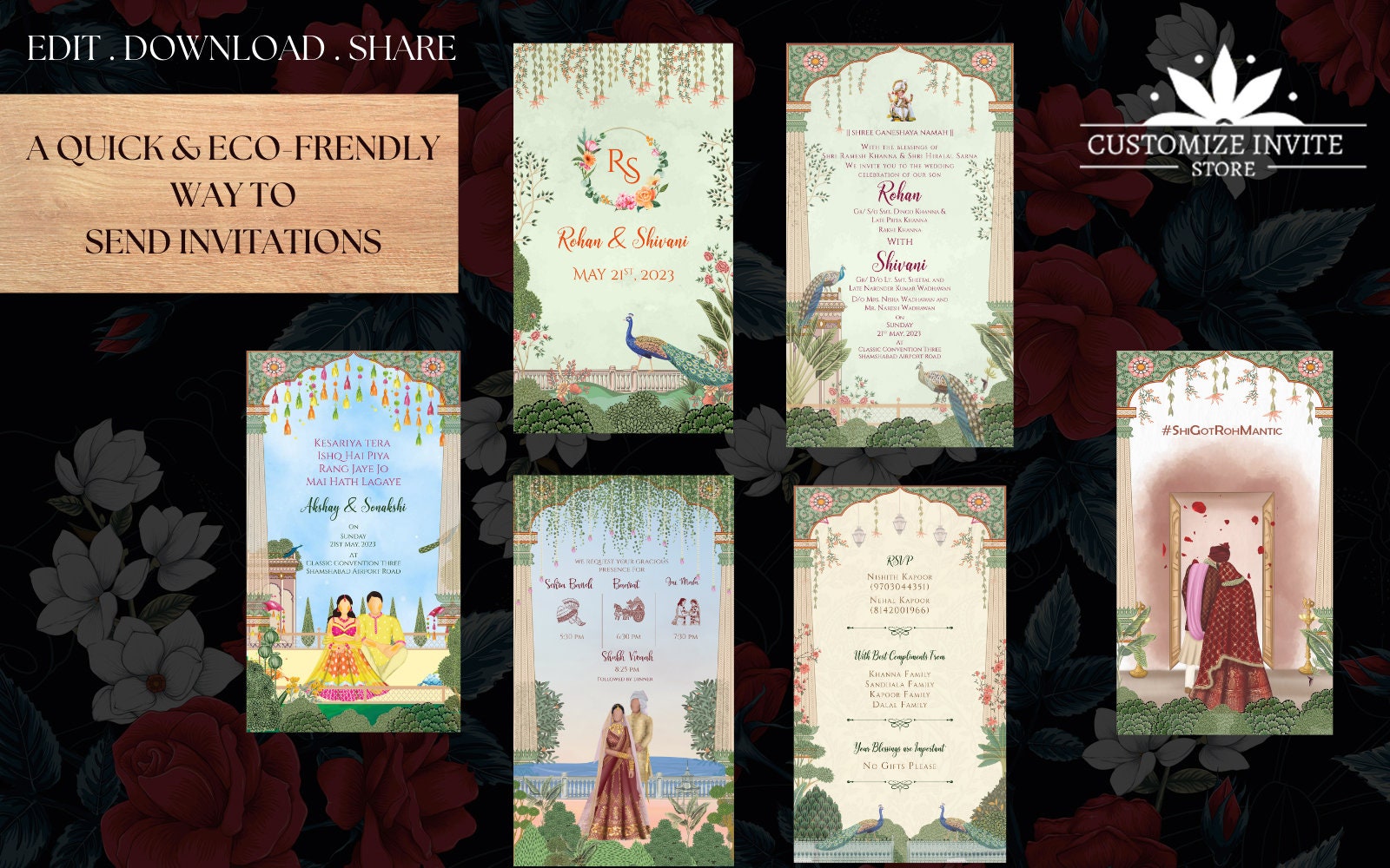 Pichwai Theme Trees Whatsapp Invite, Beautiful Mehrab With Hangings ...