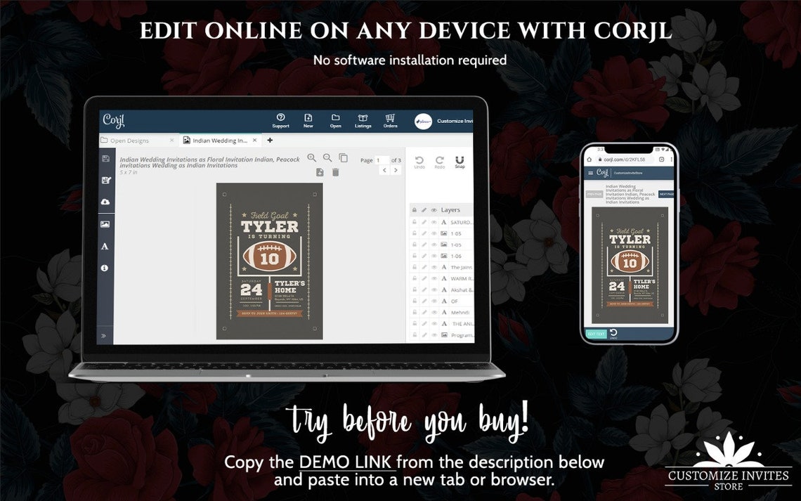 EDITABLE Sports Invitation, Rugby Birthday Invitation, Football ...