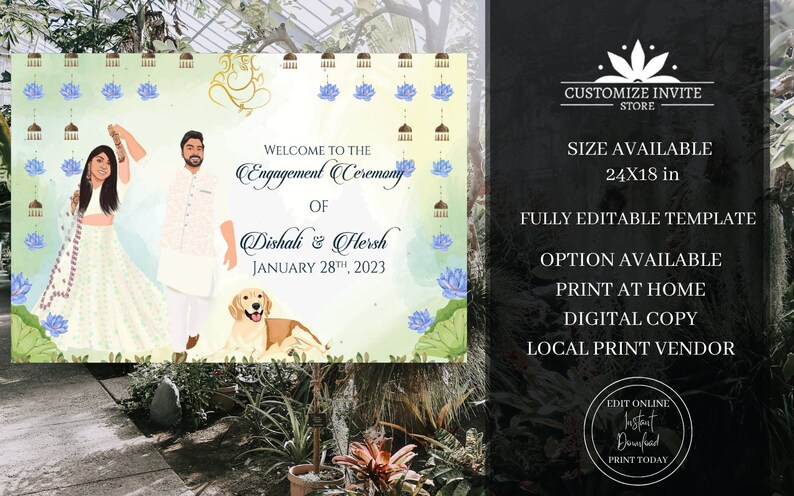 Dusty Theme Engagement /reception Welcome Signs, Sagai Signage as ...