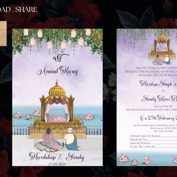 Punjabi Wedding Card Editable - Etsy