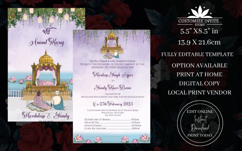 Anand Karaj Cards as Sikh Wedding Card Digital, Sikh Wedding Invites as ...