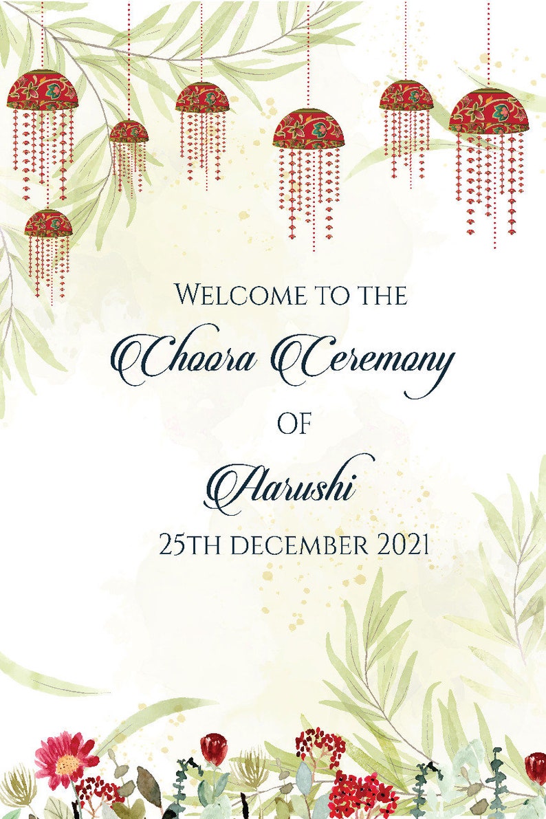 Choora Ceremony Welcome Sign, Indian Wedding Decor (digital Download ...