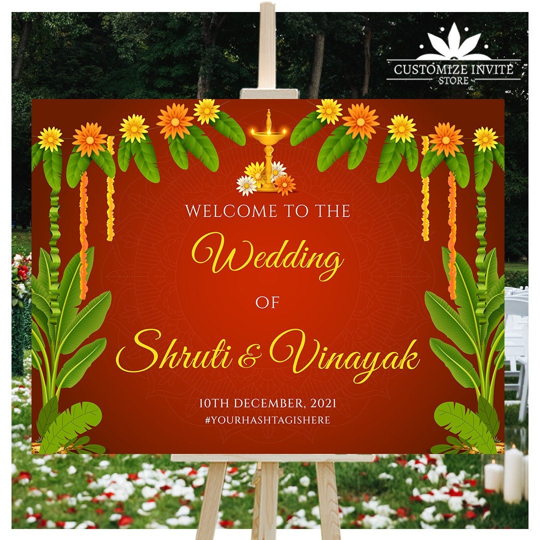 Tamil Wedding Welcome Sign as Indian Wedding Welcome Signage Board ...