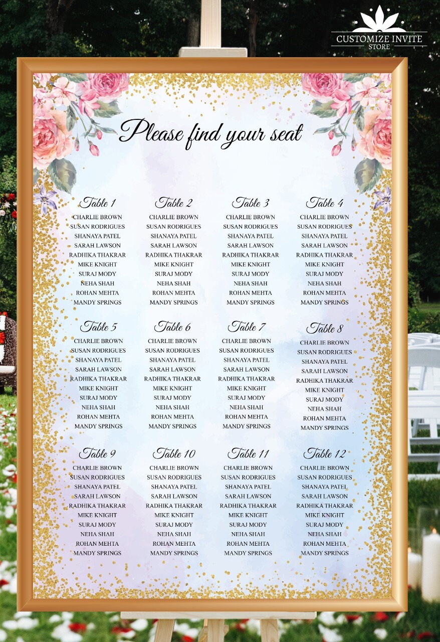 Indian Welcome Decor Sign Wedding Seating, Indian Wedding Table Planner ...