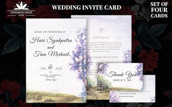 Electronic Wedding Card Digital Invitations Suite - Etsy