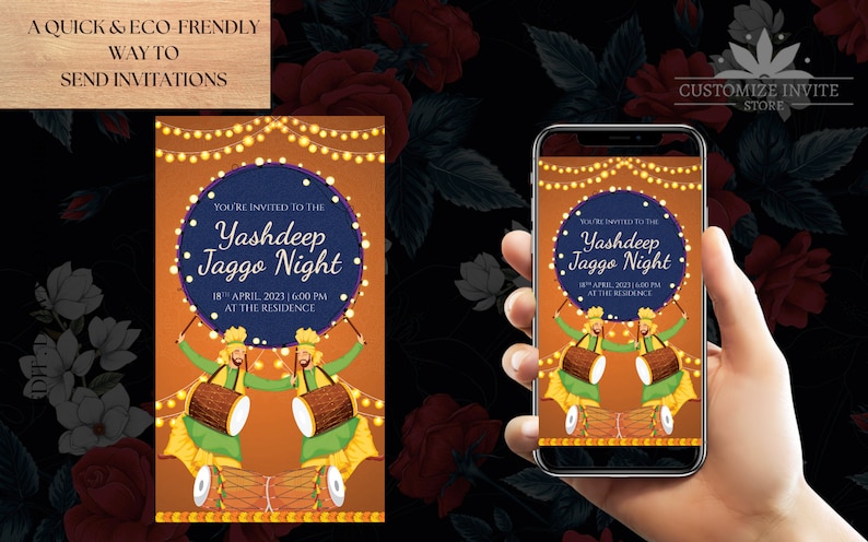 Jaggo Night Invites as Jaggo Wedding Invite, Jago Invitation Digital as ...