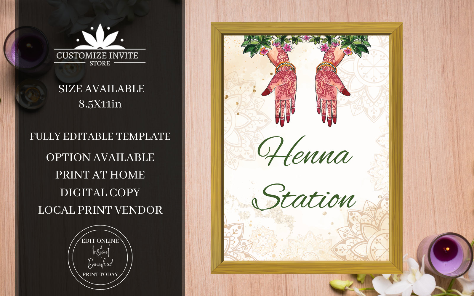 Indian Wedding Henna Station Signs, Indian Henna Station Sign Wedding ...