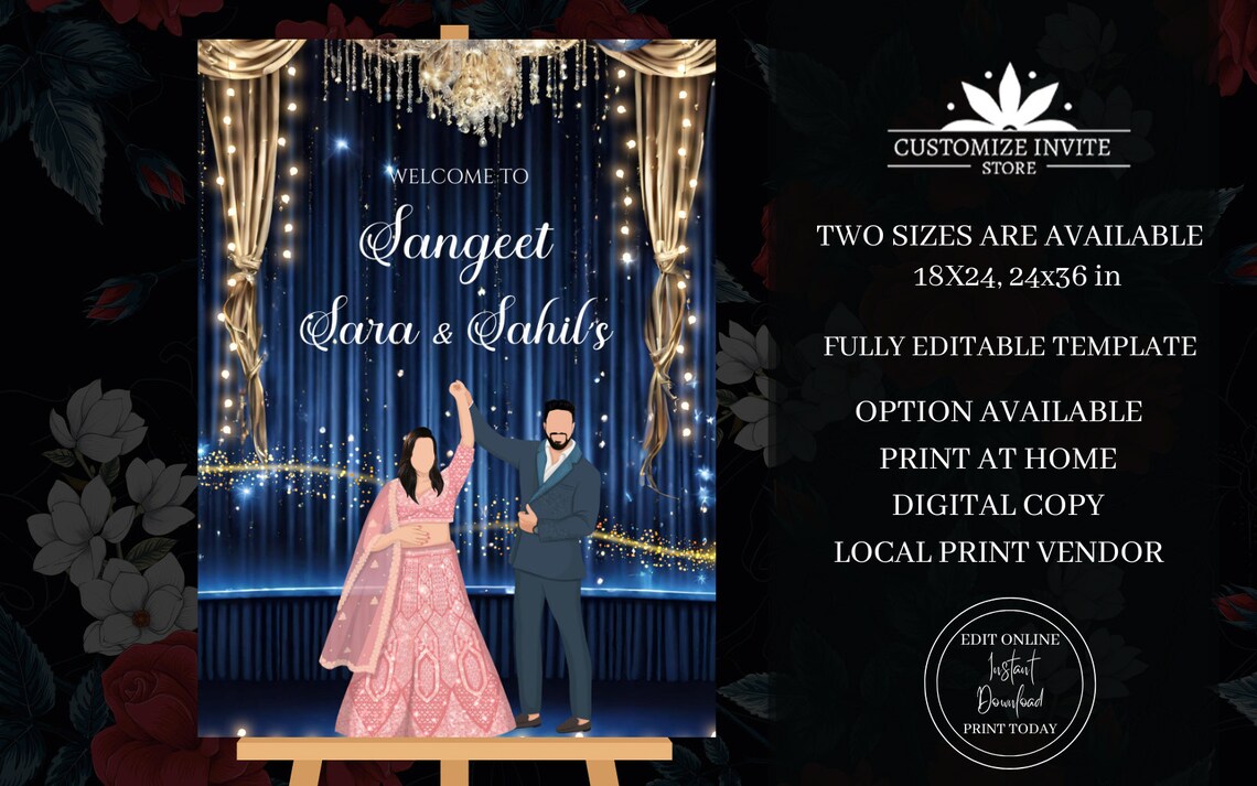 Sangeet Signs & Sangeet Welcome Sign, Sangeet Decor as Sangeet Poster ...