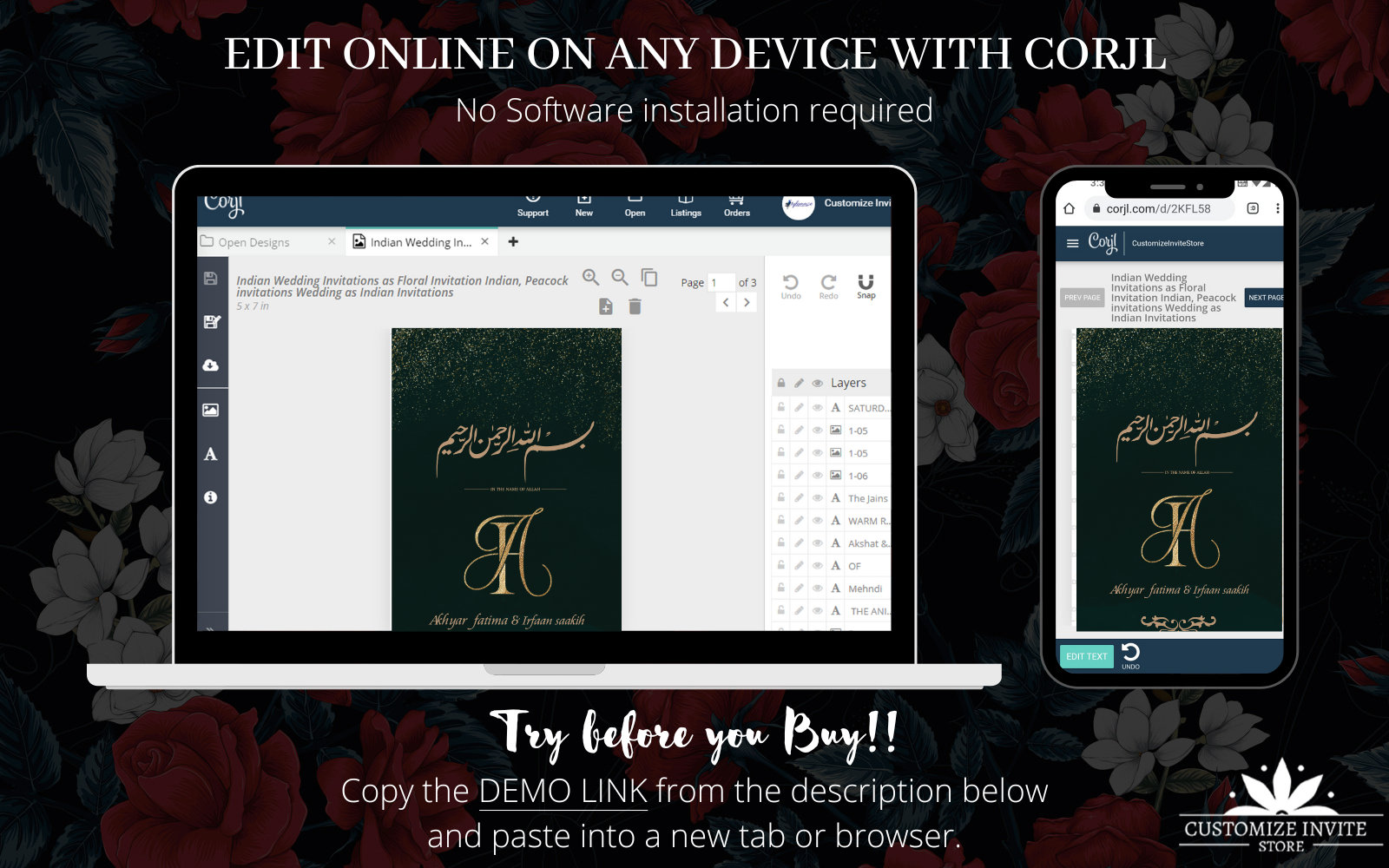 Green Muslim Shaadi Invite Templates & Islamic Wedding Invite Card ...