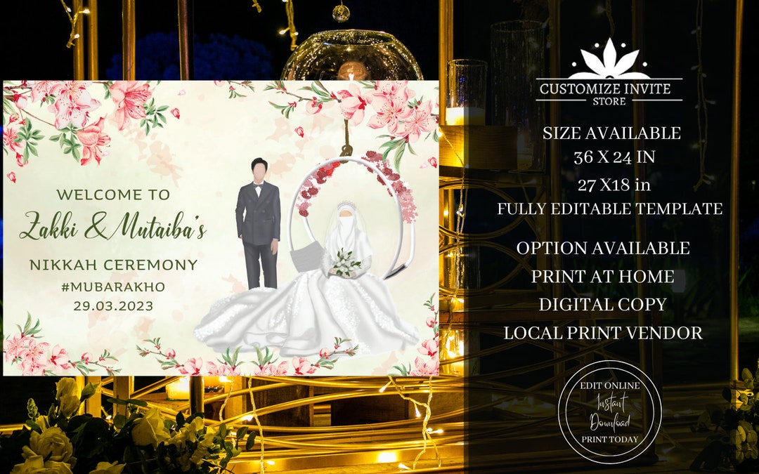 Beautiful Couple Nikkah Signages as Muslim Wedding Sign as Nikah ...