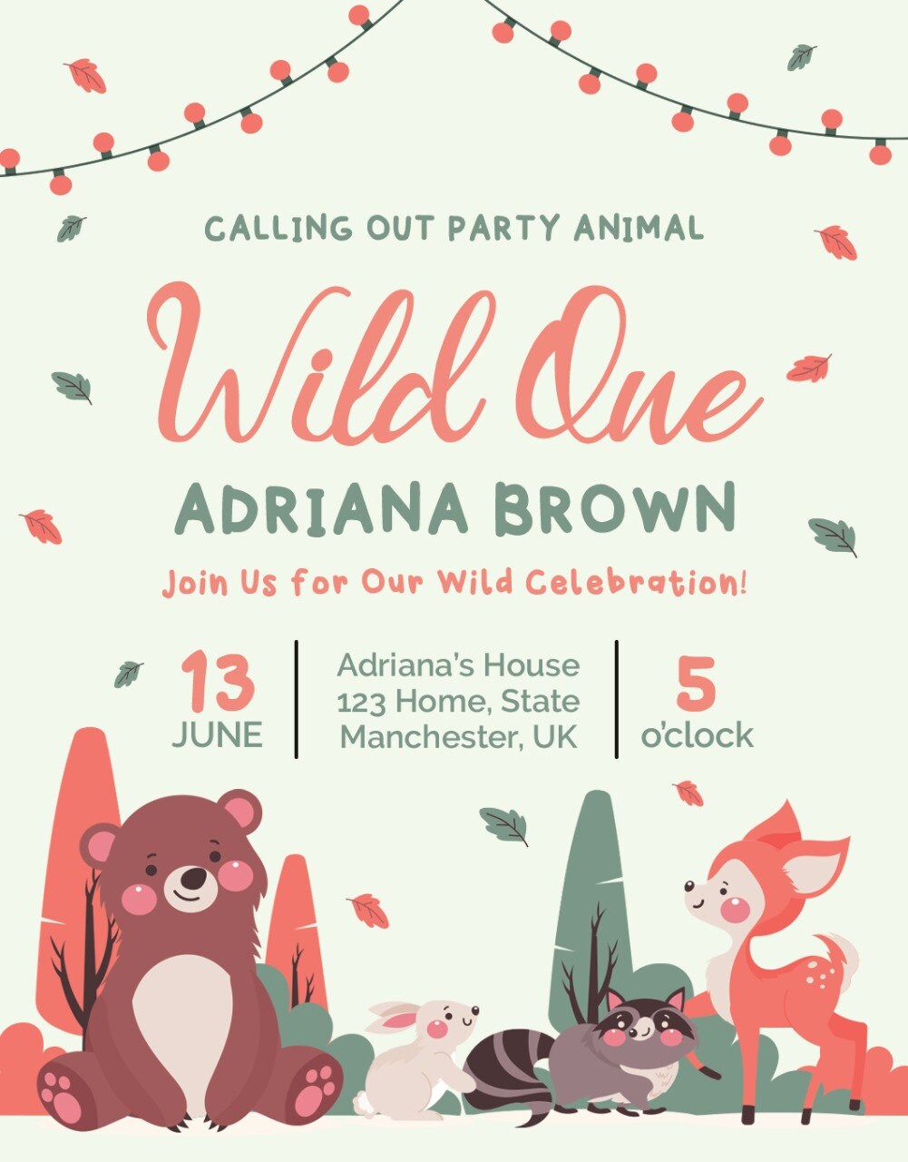Editable Wild One Birthday Boy Invitation, Safari Party Invitation ...