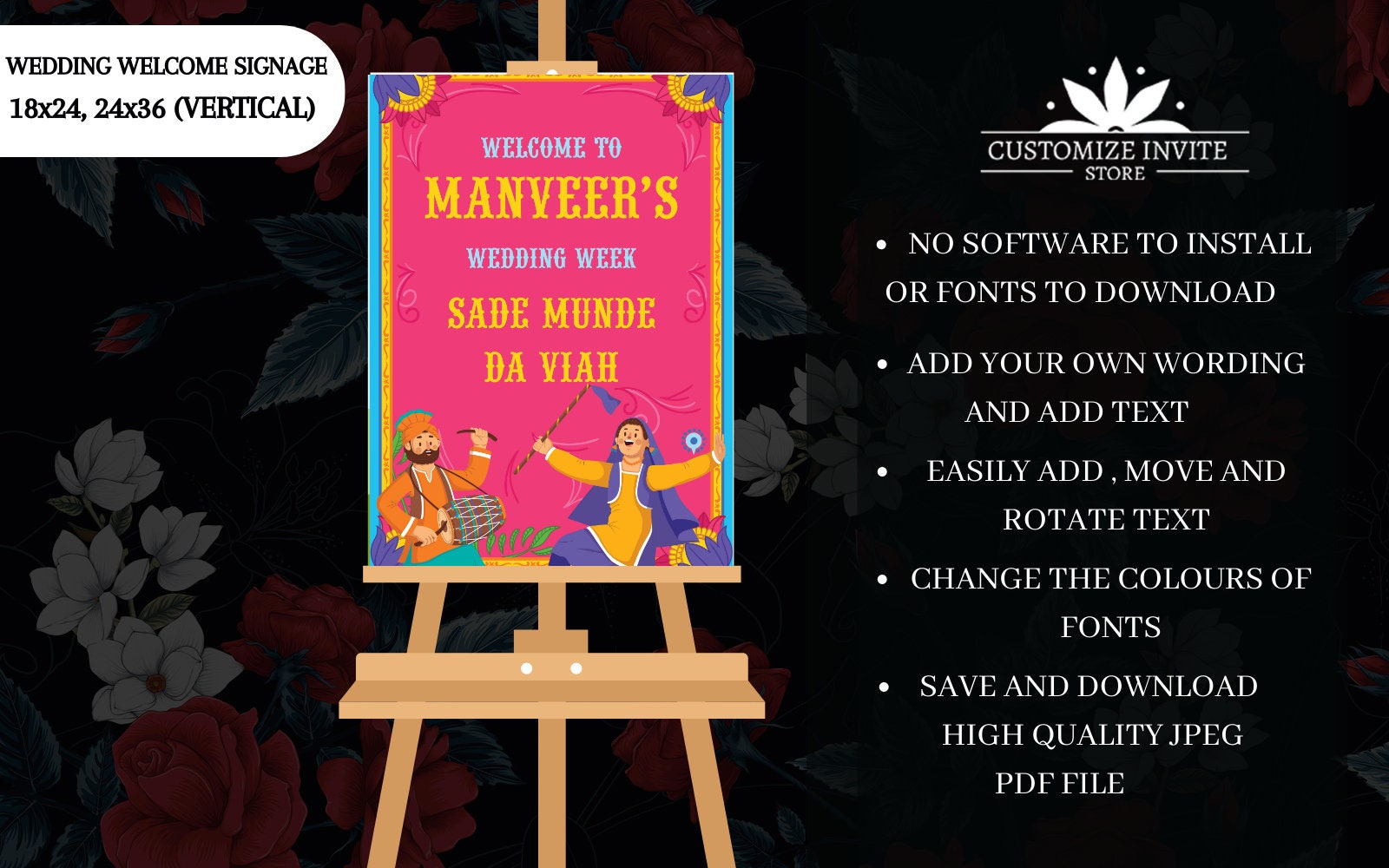 Sade Munde Da Viah, Punjabi Welcome Signs & Sikh Welcome Signs, Punjabi ...