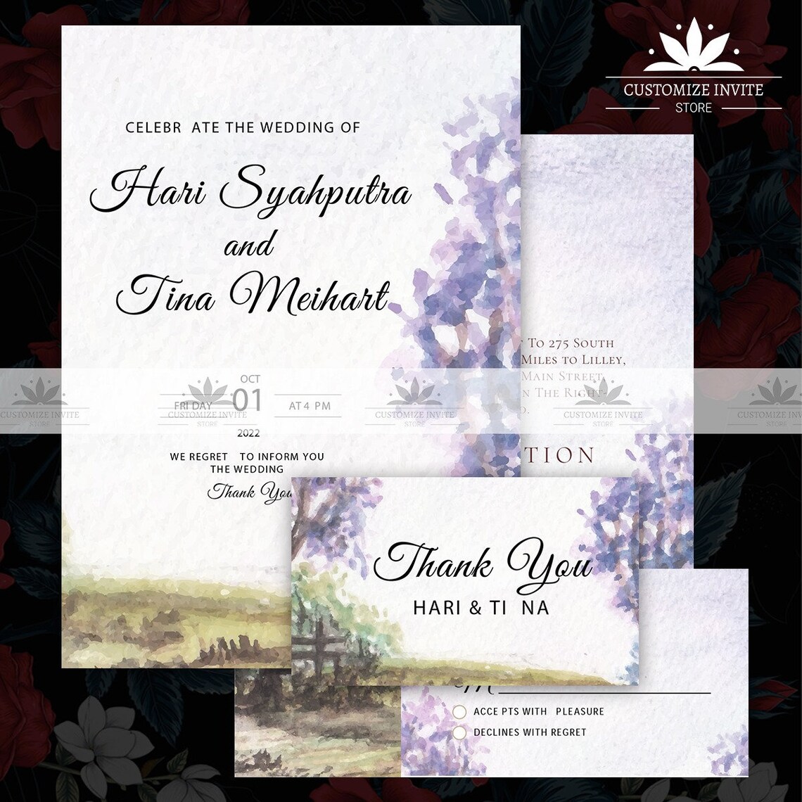 Electronic Wedding Card Digital Invitations Suite - Etsy