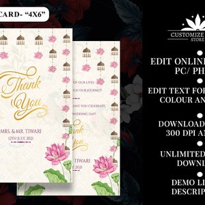 Thank You Cards Indian as Thank You Notes With Lotus Design, Indian ...
