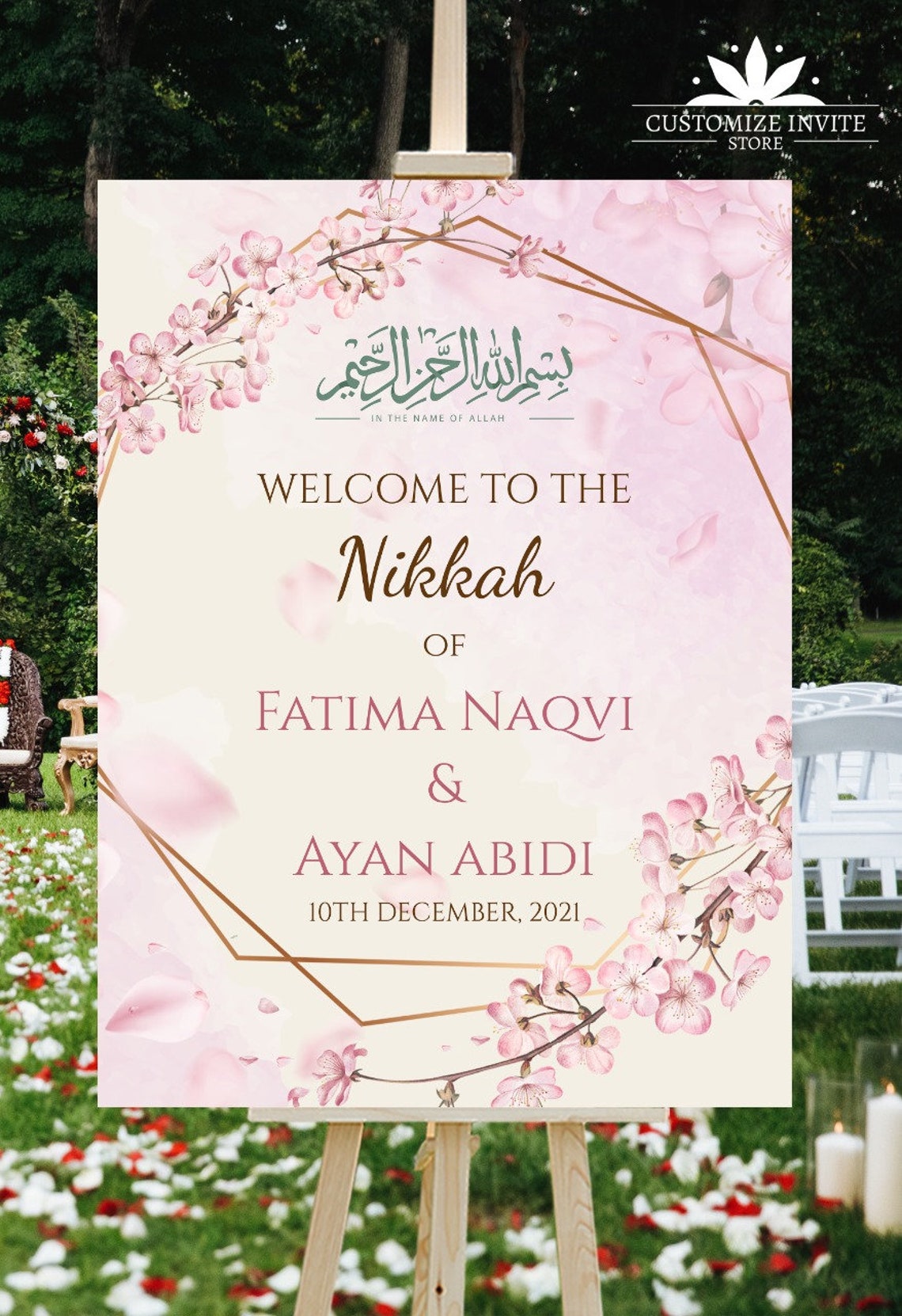 Muslim Wedding Welcome Sign, Printable Waleemah Welcome Signage Board ...