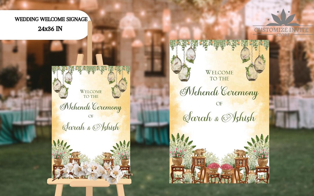 Mehendi Welcome Signage as Indian Wedding Welcome Signage, Mehndi ...