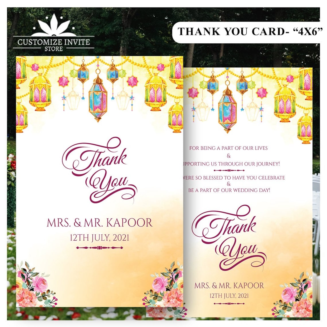 Indian Wedding Thankyou Cards Traditional, Thank You Cards Indian as ...