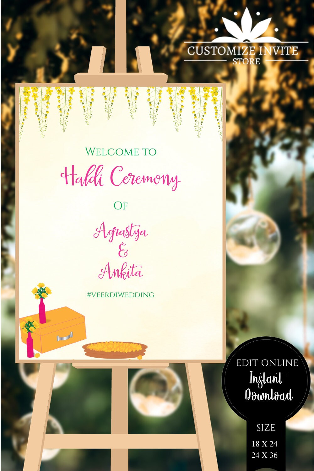 Beautiful Haldi Thali With Floral Hangings as Haldi Board - Etsy