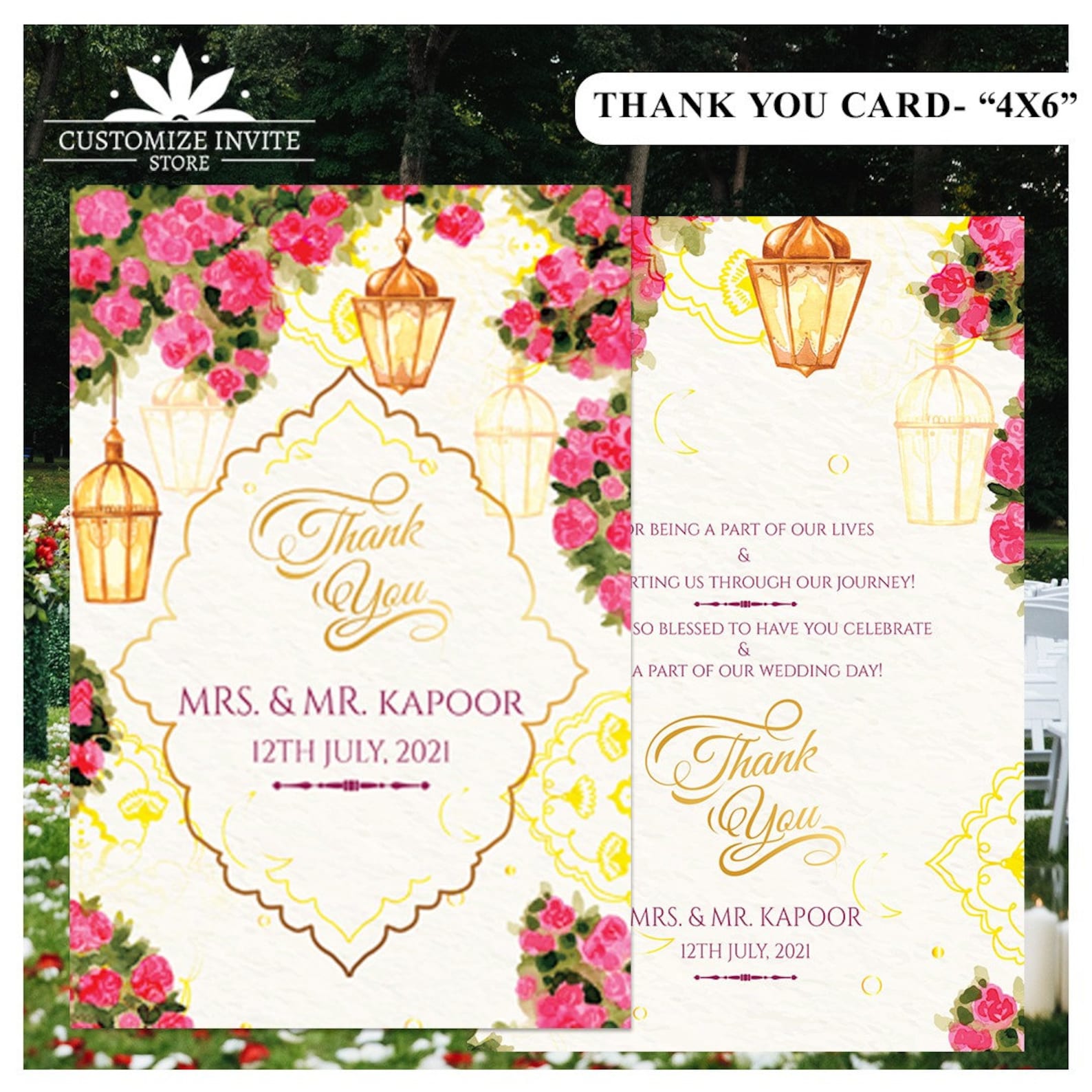 Indian Wedding Thankyou Cards Traditional, Thank You Cards Indian as ...