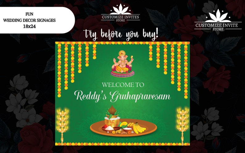 Gruhapravesam Sign With Cow & Gruhapravesham Sign, Indian Housewarming ...