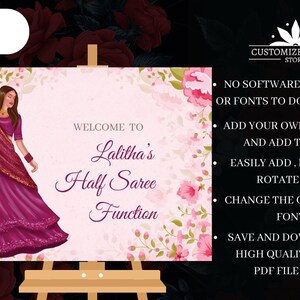 Saree Function Signs & Half Saree Signs, Half Saree Welcome Signs as ...