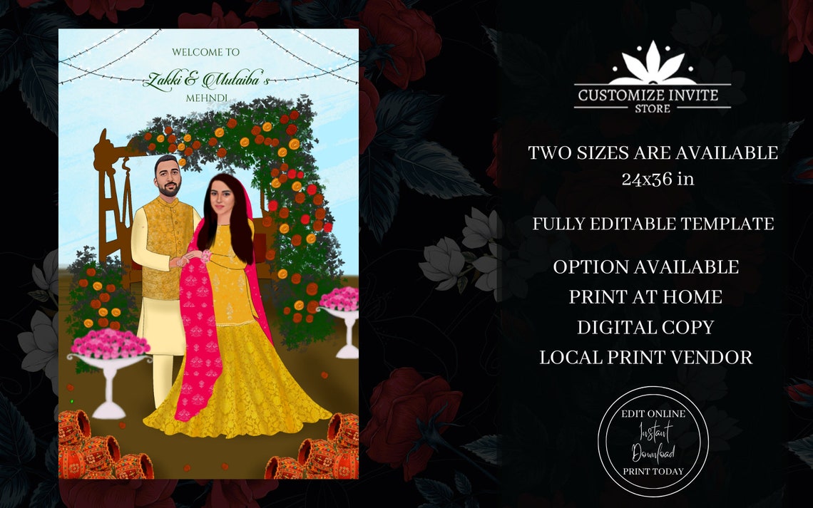 Henna Welcome Sign Mehndi Welcome Sign With Beautiful Decor - Etsy