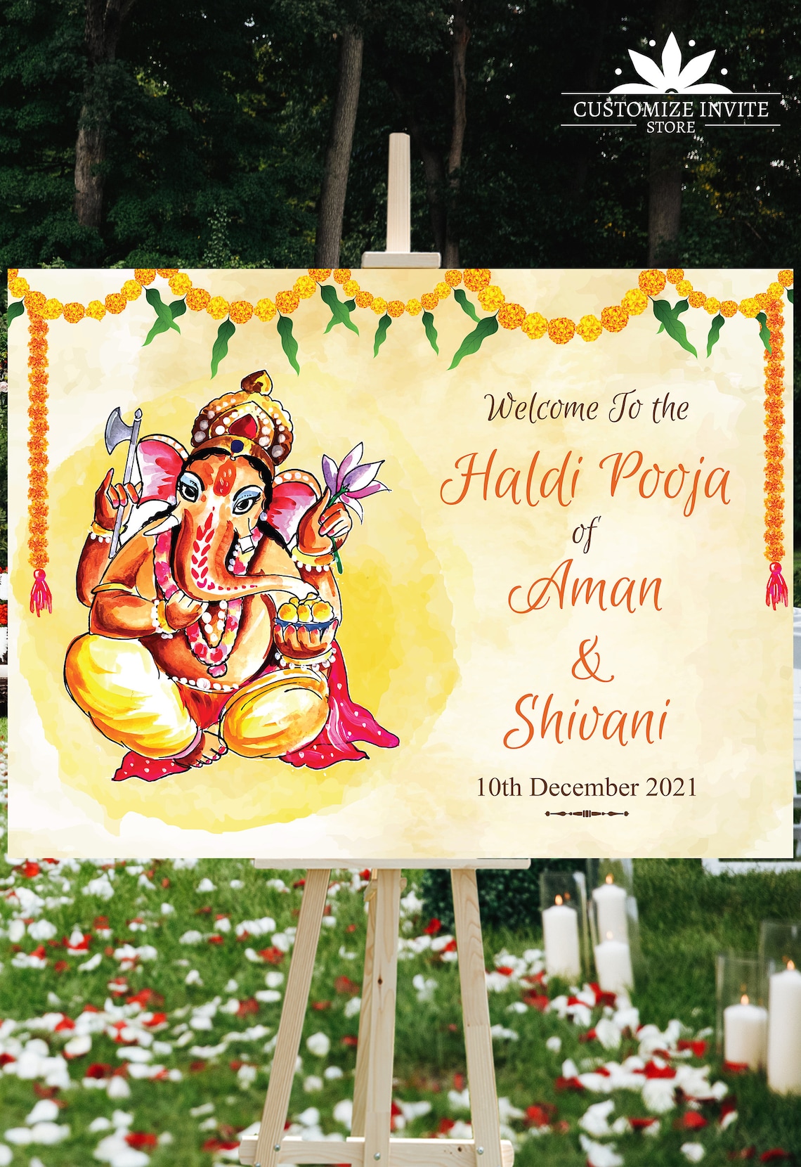 Ganesh Puja Sign for Ganesha Wedding Signs, Wedding Sign Ganpati ...