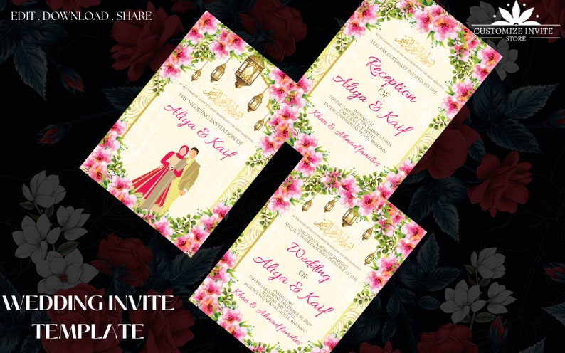 Muslim Wedding Invite Shaadi as Lslamic Digital Invites Wedding ...