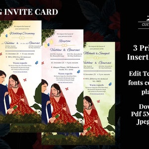 Custom Portrairt Indian Invitation Digital Wedding Card Suite Including ...